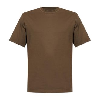 Brioni Baumwoll-T-Shirt Mit Gesticktem Logo - - Tops - Herren - Braun - S