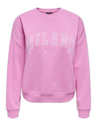 Only Onlsweat Life L/S Crew O.Size State Noos, Rose Fuchsia, M