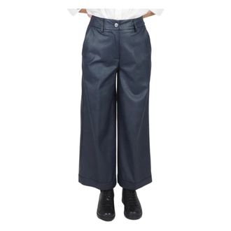 Alessia Santi Kurze weite Kunstlederhose - - Trousers - Damen - Blau - L