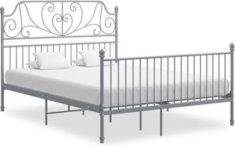 vidaXL Bettgestell ohne Matratze Grau Metall 140&times;200 cm vidaXL