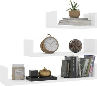 Generic 3X Wandregal U-f&ouml;rmig, H&auml;ngeregal, Lounge B&uuml;cherregal, Wandboard Dekoregal, Schweberegal, CD/DVD Regal, Wand Deko, Holzwerkstoff(Sonoma-Eiche 60x15x10