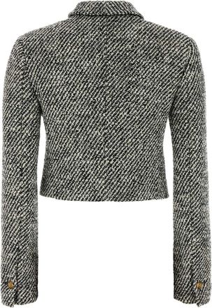 Versace Womens Informal Jacket Responsible Bicolour Wool Boucle Blackwhite Giacche E Gilet