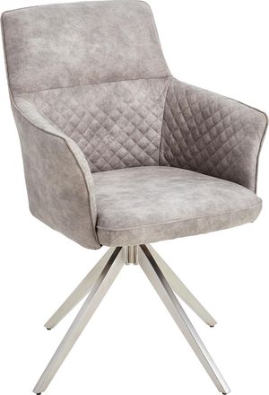 MID.YOU Mid.you Armlehnstuhl Edelstahl, Silber, Edelstahl, Metall, Textil, Drehkreuz, 62x90x63 cm, Sitzfläche 180° drehbar, automatische Rückholfunktion