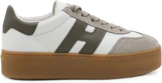 Hogan Femme, Chaussures, Blanc, Taille: 38 EU Baskets en cuir cool &agrave; plateforme