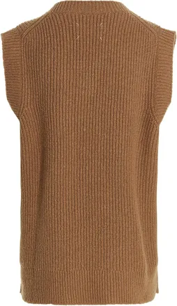 Maison Margiela Wool Blend Ribbed Vest - Camel
