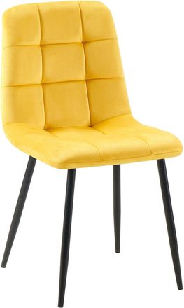 Clp Esszimmerstuhl Antibes | Samt | Gepolstert | Küchenstuhl | Metallbeine mit Bodenschonern | Belastbar bis 150 kg, Farbe:gelb