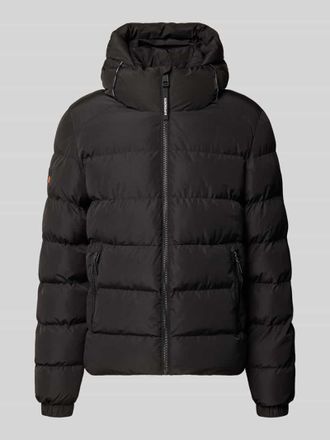 Superdry Steppjacke mit Label-Stitching und Kapuze