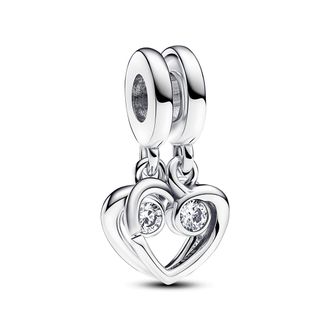 Pandora Moments F&uuml;r immer & Ewig Teilbarer Charm-Anh&auml;nger aus Sterling Silber mit Zirkonia, Kompatibel Moments Armb&auml;ndern, 793232C01