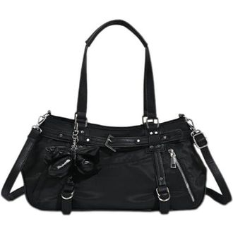 Generic Sac fourre-tout de voyage d&eacute;contract&eacute;, sac &agrave; bandouli&egrave;re multi-poches, couleur unie pour femme, voyage, Noir, 400.00 x 200.00 x 160.00 mm