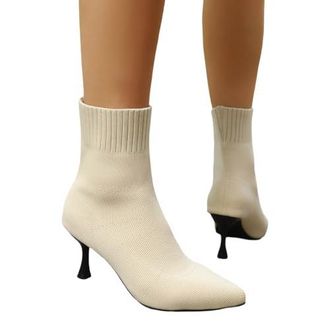 Generic Bottes Femme Ankle Boots Mode Classique Épaisse Semelle Plate Confortable Décontractée Travail Automne Hiver (Beige, 39)
