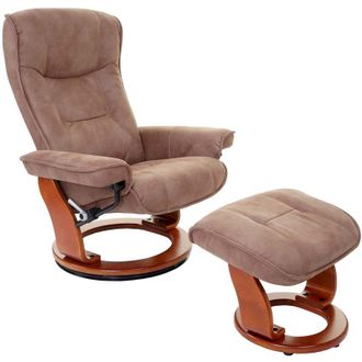 Hhg Mca Relaxsessel Halifax, Fernsehsessel Hocker, Stoff/Textil 130kg belastbar antikbraun, honigfarben