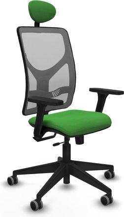 Piqueras y Crespo 24-Stunden-B&uuml;rostuhl mit 3D-Armen, h&ouml;henverstellbarer Lendenwirbelst&uuml;tze und festem Kopfteil, ausgestattet mit Syncro/Traslack und Schneideschaum, Gra