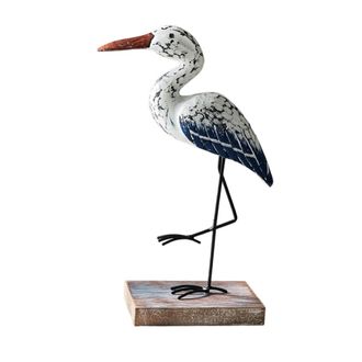 BESPORTBLE Rustikale Holz Seevogel Statue M&ouml;we Dekoration K&uuml;stenstil Gartendeko Wohnzimmer Ornamente Strand Themen deko Langlebig aus Holz und Metall f&uuml;r Zuhause