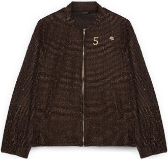Fiorella Rubino Femme, Sweatshirts et sweats &agrave; capuche, Brun, Taille: 40 FR Bomber SweaT-shirt avec Pins