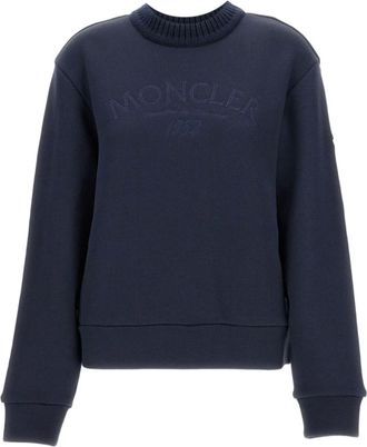 Moncler Femme, Pulls, Bleu, Taille: 38 FR Maillot Logo Marine Style Bordé