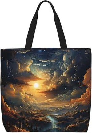 Generic Ciel Nocturne C&eacute;leste Sac Fourre Tout L&eacute;ger Sacs De Courses Grand Sac Fourre-Tout Pour Travail Plage Shopping