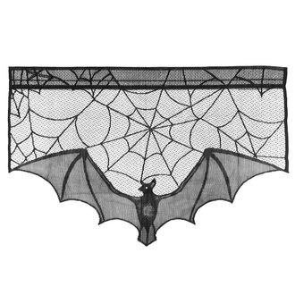 BESTOYARD Halloween Kamin Stoff Schwarze Fledermaus Spinnennetz Spitze Dekor F&uuml;r Wohnzimmer Herd Halloween Party Deko 36X22 Zoll