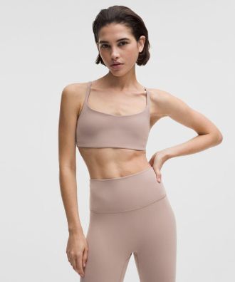 lululemon Wunder Train BH mit Racerback-Tr&auml;gern Leichter Halt A/B-Cups f&uuml;r Frauen - Gr&ouml;&szlig;e 10 in Ashen Rose
