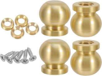 Generic 4 St&uuml;ck Messing-Holzkistenf&uuml;&szlig;e in Kugelform, dekorative Tablettf&uuml;&szlig;e, Servierbrett-Sockelbeine, M&ouml;belbeschl&auml;ge, Ersatzteile