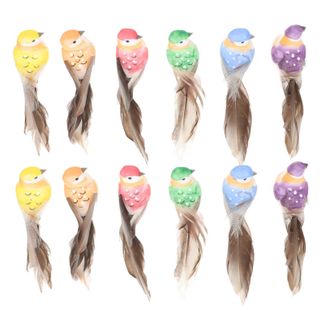 TOPBATHY Lebensechte Vogeldekoration 12 St&uuml;ck Kleine Simulierte Federv&ouml;gel Aus Schaumstoff Bunte Clips Kinder Lernspielzeug Innen Und Au&szlig;endeko