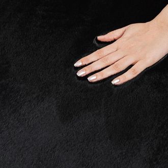 Vimoda Teppich Wohnzimmer Schlafzimmer Flauschig, kurzflorig - waschbar und Fußbodenheizung geeignet,Farbe:Schwarz;Maße:Ø 80 cm Rund