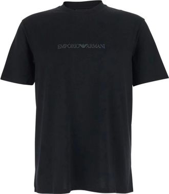 Emporio Armani Homme, Tops, Noir, Taille: M T-shirt en jersey Pima avec logo imprim&eacute;