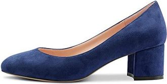 Castamere Femme Moyenne Talon Bout Ronde Carré Bloc Talon Escarpins 5CM Bleu Foncé Suède Chaussures EU 42