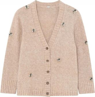 Gustav Femme, Pulls, Beige, Taille: 36 FR Cardigan Tricot Oversize avec Pierres