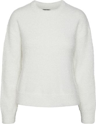 Pieces Damen Pcsnow Ls O-Neck Knit 17143841,Cloud Dancer,XL