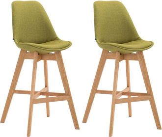 Clp Lot de 2 tabourets de bar Cannes Tissu Vert Nature