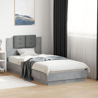 vidaXL Cadre de lit sans matelas gris b&eacute;ton 90x190 cm Vidaxl