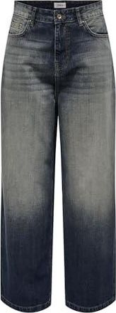 Only Onldemi MW Wide Tint DNM Tai Pantalons, Bleu fonc&eacute; Denim, 28W x 30L Femme