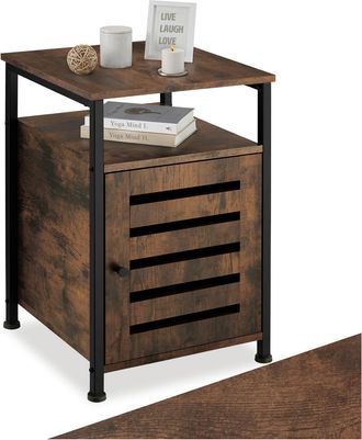 TecTake Beistellschrank, Nachttisch mit Ablage, Nachtschrank aus Holz und Metall, 40,5 x 60,5 cm, Deko Schlafzimmer, Wohnzimmer, Zimmer Deko, Blumenst&auml;nder - 