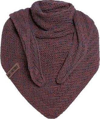 Knit Factory Sally Ch&acirc;le Tricot&eacute; - Foulard Triangle - Foulard femme pour lhiver - &Eacute;charpe Femme - Ch&acirc;le Femme - 100% Fabriqu&eacute; en Europe - Anthracite/Stone Red - 22