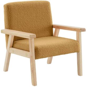 Sweeek Sweeek - Fauteuil enfant en bois et tissu bouclette moutarde. isak l 47 x p 43.5 x h 50cm