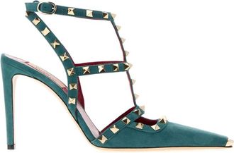 Valentino Garavani Femme, Chaussures, Vert, Taille: 41 EU Escarpin &agrave; bride de cheville Rockstud