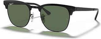 Ray-Ban Clubmaster Metal Sonnenbrillen Schwarz Fassung Grün Glas Polarisiert 51-21