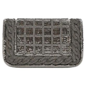 Balmain Pre-owned Crystal-Embellished Clutch Bag - - Pre-owned - Damen - Grau - ONE SIZE