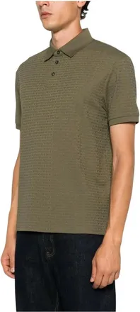 Emporio Armani Polo en maille textur&eacute;e - Homme - Tops - Vert - Taille: 3XL