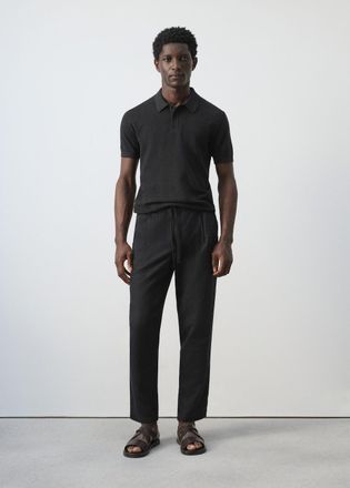 Mango Pull en maille fine microstructure noir - Homme - XXL - MANGO MAN