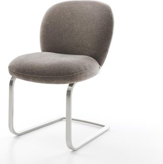 DELIFE Freischwinger Nube-Flex Strukturstoff Soft Taupe Freischwinger flach Edelstahl Taschenfederkern, Esszimmerst&uuml;hle