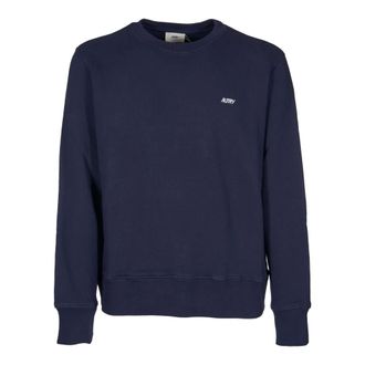 Autry Homme, Sweatshirts et sweats à capuche, Bleu, Taille: S Pull Ras du Cou Côtelé
