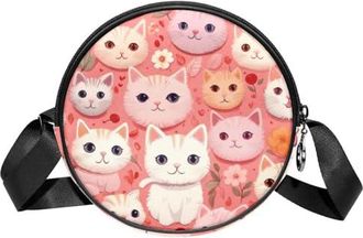Generic Sac &agrave; bandouli&egrave;re rond pour femme, petit sac &agrave; bandouli&egrave;re avec fermeture &eacute;clair et bretelles r&eacute;glables style d&eacute;contract&eacute; pour femmes et filles