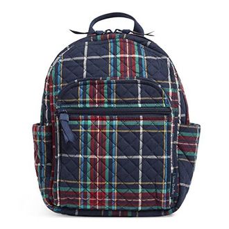 Vera Bradley Small Backpack Bookbag, Tartan Plaid-Coton recyclé, Taille Unique Femme