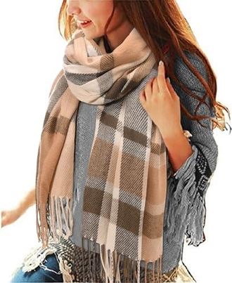 Heekpek Grande Taille Femme Homme Echarpe Hiver Chaud en Cachemire Imitation Carreaux Doux &eacute;charpe &eacute;pais Pull Ch&acirc;le Mode &eacute;charpe Fra&icirc;che Cadeau Unisexe Cadeau