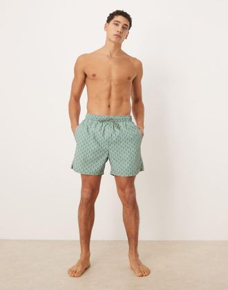 Calvin Klein Short de bain &agrave; cordon de serrage et imprim&eacute; monogramme - Bleu turquoise et marron