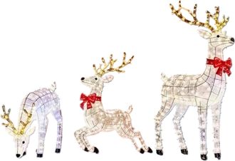 Generico Beleuchtete Rentier-Dekoration f&uuml;r den Au&szlig;enbereich, 3 St&uuml;ck, realistische LED-Beleuchtung, Dekoration f&uuml;r Hof, Garten, Freunde, Zuhause, Urlaub, Erde