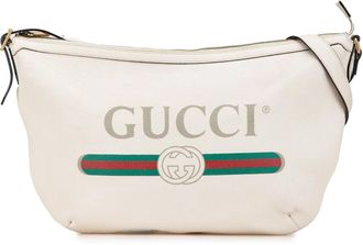Gucci Hobo Bags - Leather Logo Half Moon Crossbody - Gr. unisize - in Wei&szlig; - f&uuml;r Damen