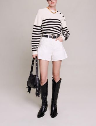 Maje Bestickte Jeansshorts - Wei&szlig; - Gr&ouml;&szlig;e 40 - Maje