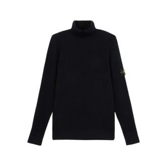 Stone Island Homme, Pulls, Bleu, Taille: XL Pull &agrave; col roul&eacute; finement c&ocirc;tel&eacute;